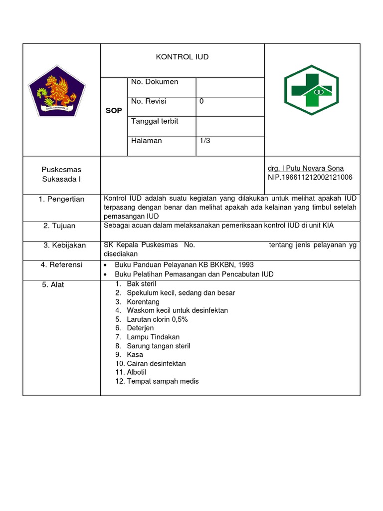 Sop Kontrol Iud | PDF