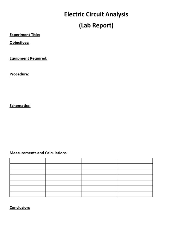 Electric Circuit Analysis Lab Report 2 | PDF