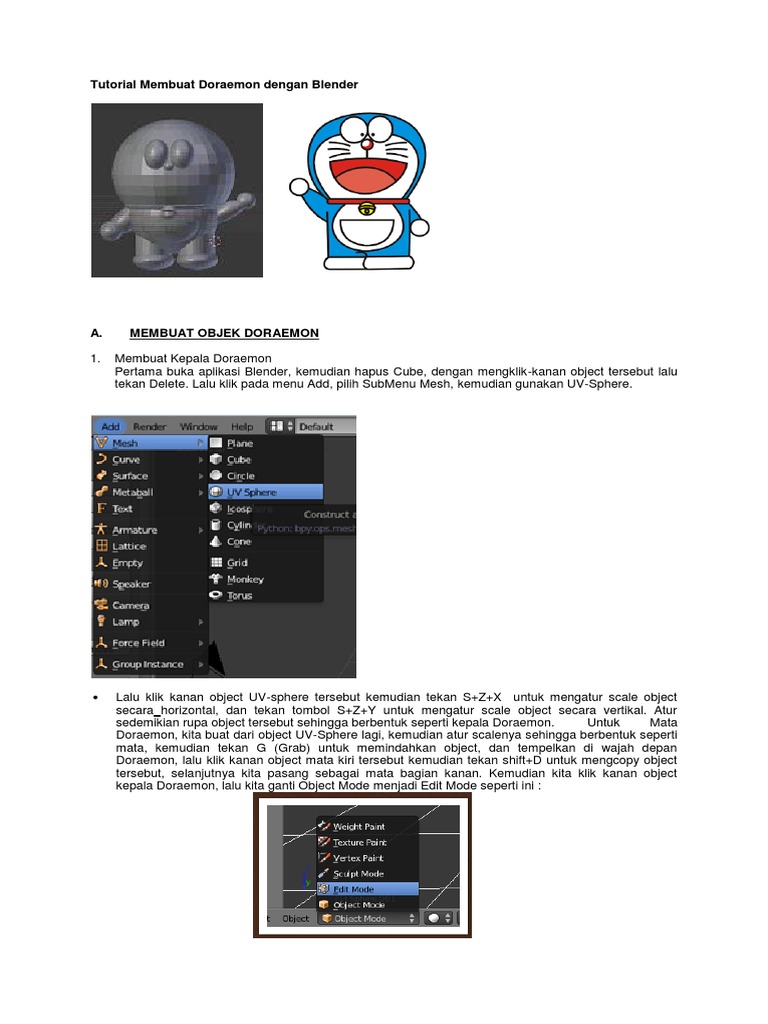 Tutorial Membuat Doraemon Dengan Blender | PDF