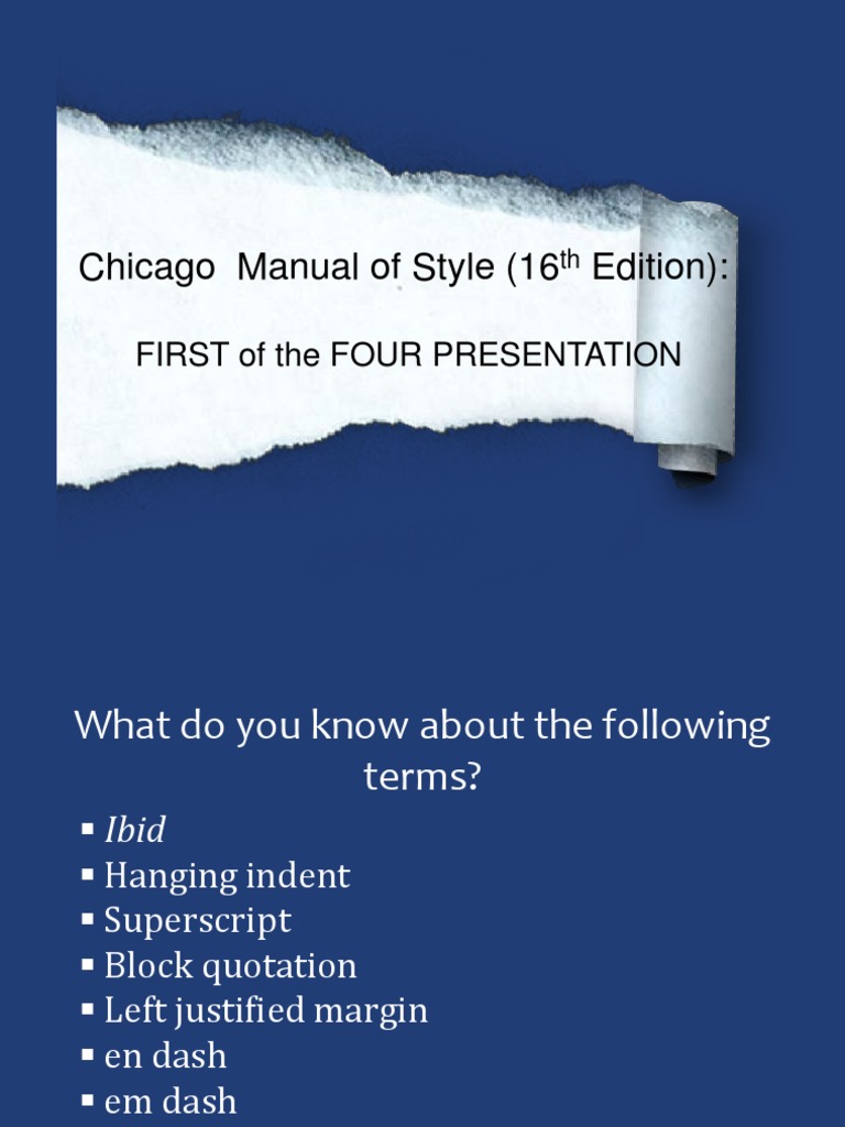 Chicago 16th Ed. 1st Presentation | PDF | A Manual For Writers Of ...