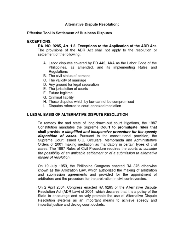 Disposition of Cases. Pursuant To The Constitutional Provision, The ...