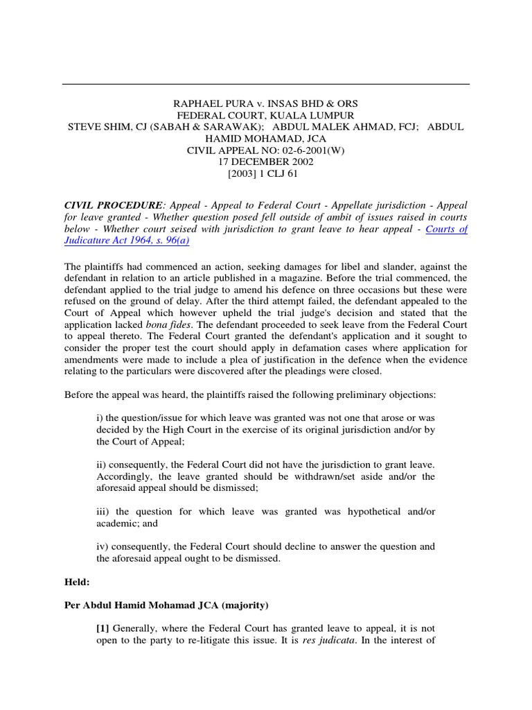 CIVIL PROCEDURE: Appeal - Appeal To Federal Court - Appellate ...