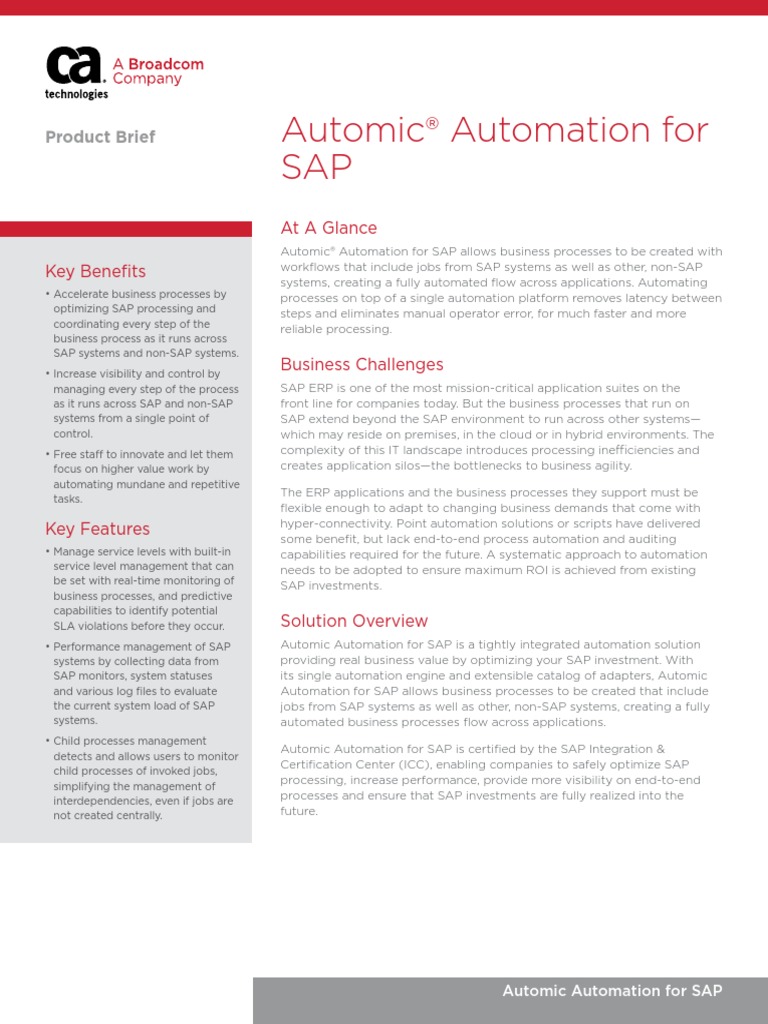 Ca Automic Workload Automation For Sap PDF | PDF | Automation ...