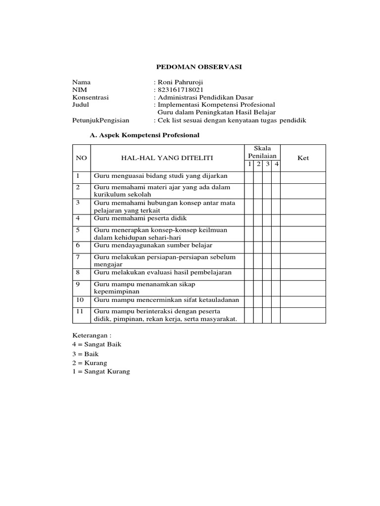 Pedoman Observasi | PDF