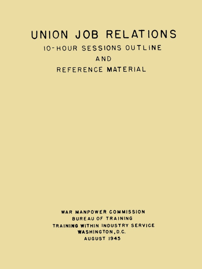 TWI Union Job Relations Manual PDF | PDF | Trade Union | Labor