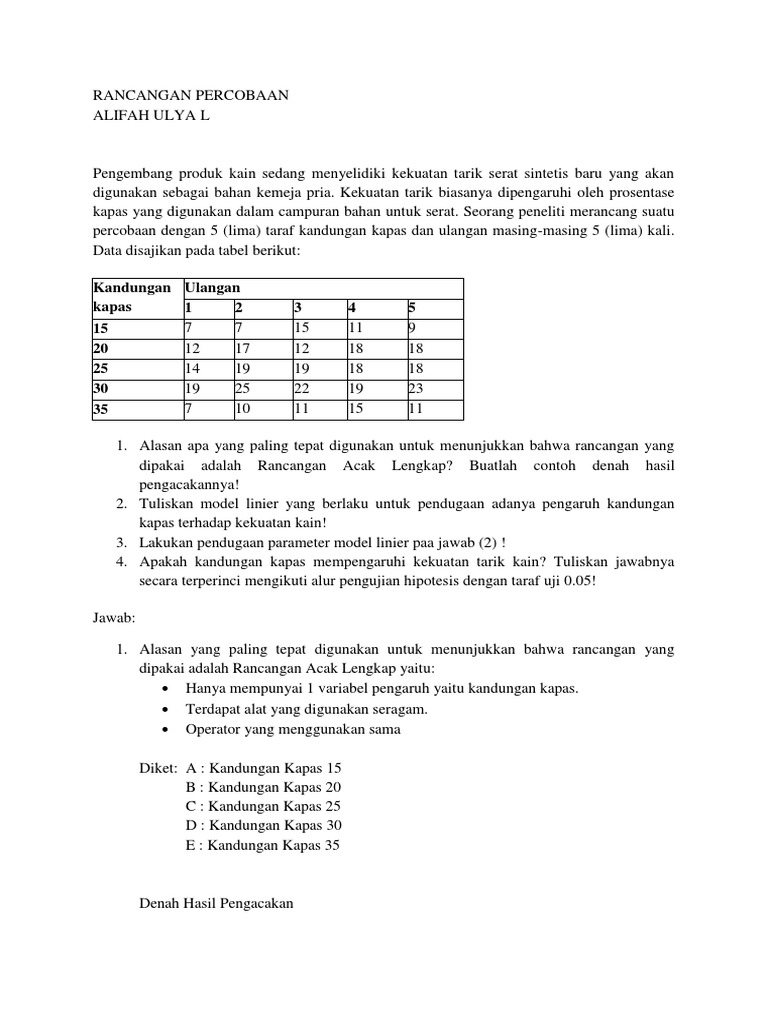 Rancangan Percobaan | PDF