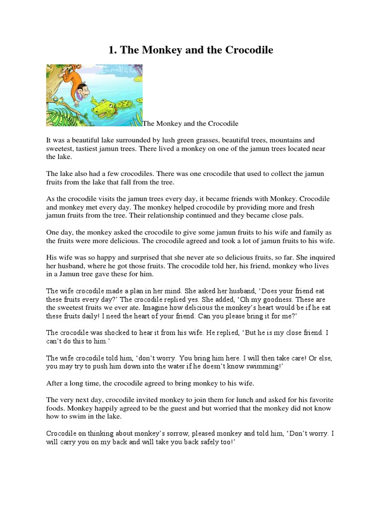 The Monkey and The Crocodile | PDF | Nature