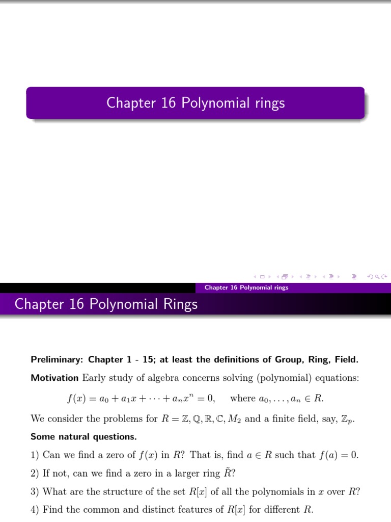 Chapter 16 Polynomial Rings | PDF | Polynomial | Ring (Mathematics)
