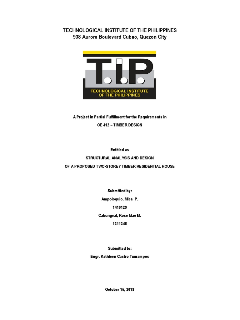 Ce 412 Design Project PDF | PDF | Lumber | Structural Analysis