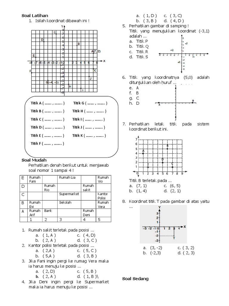 Soal Kelas 6 SD MTK Titik Koordinat | PDF | Metode & Bahan Ajar