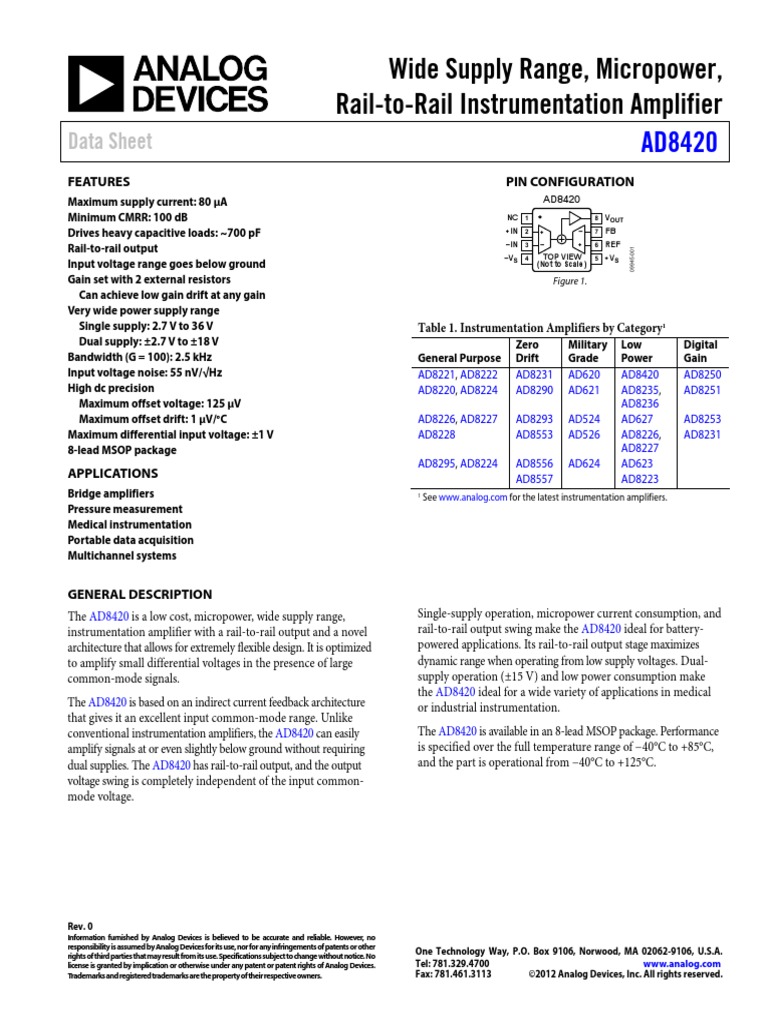 Data Sheet | PDF | Amplifier | Analog Devices