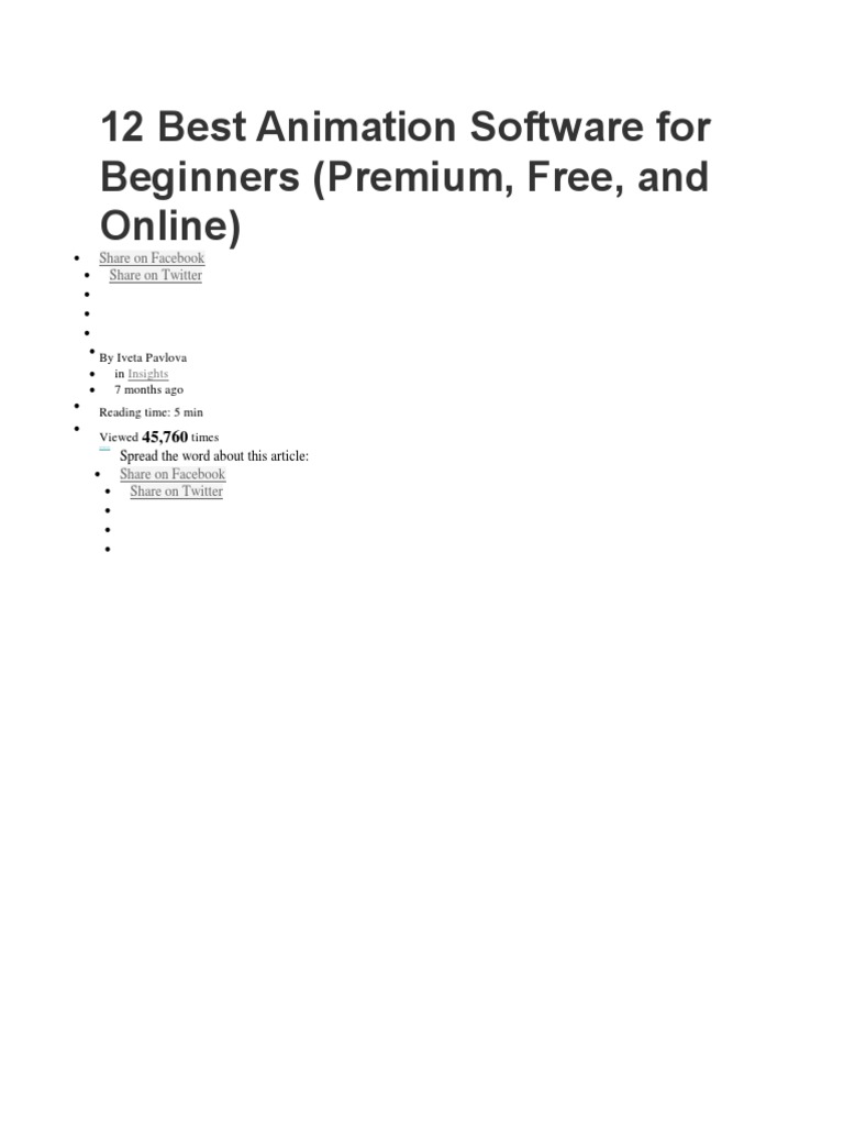 12 Best Animation Software For Beginners | PDF | 3 D Computer Graphics ...