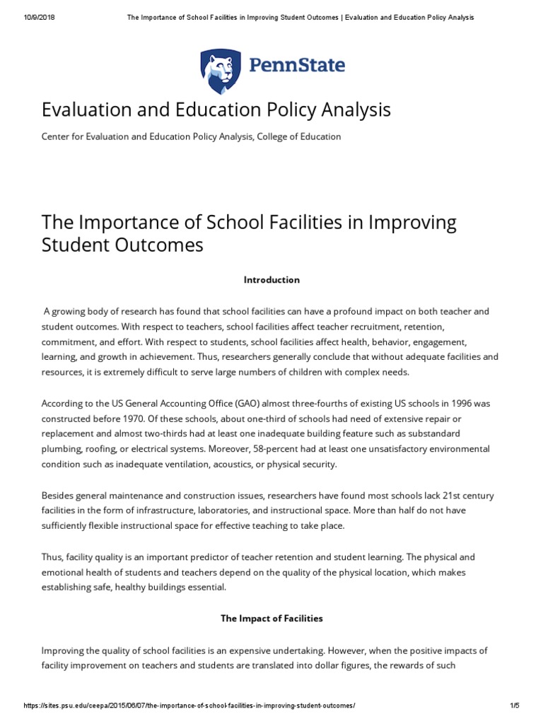 The Importance of School Facilities in Improving Student Outcomes ...