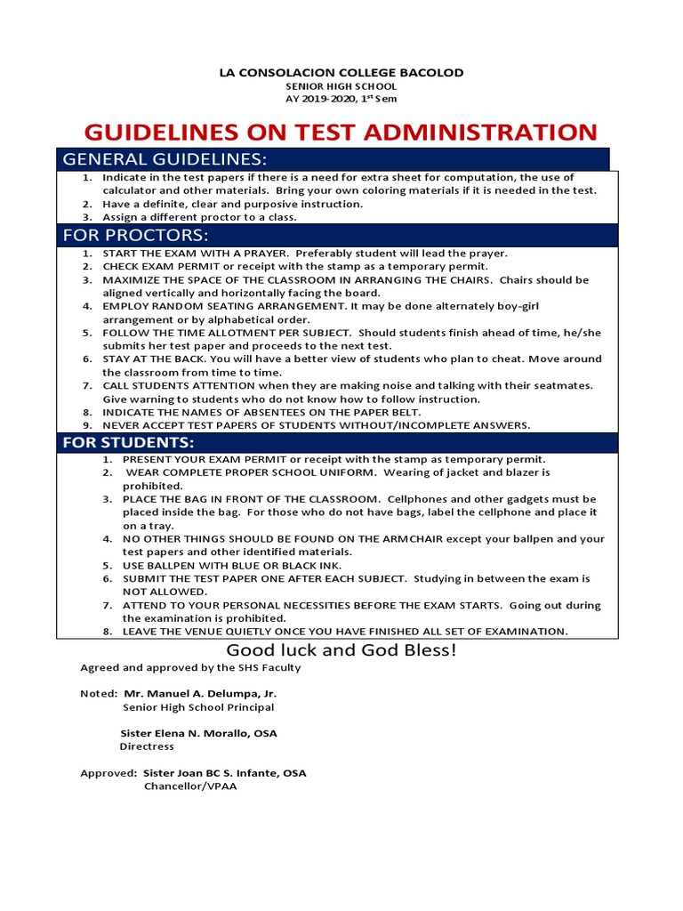 Guidelines For Test Administration | PDF | Test (Assessment) | Classroom