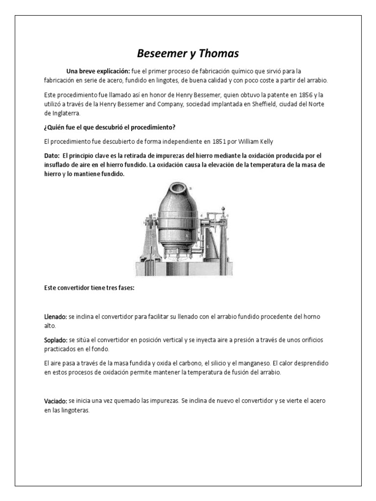 Proceso Bessemer y Convertidores de Acero | PDF | Arrabio | Hierro