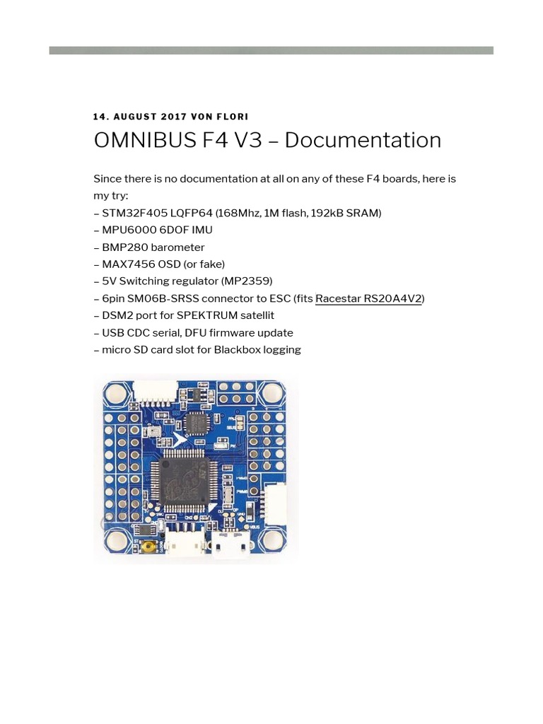 F4 Omnibus V3 Board Documentation: A Technical Specification and Pinout ...