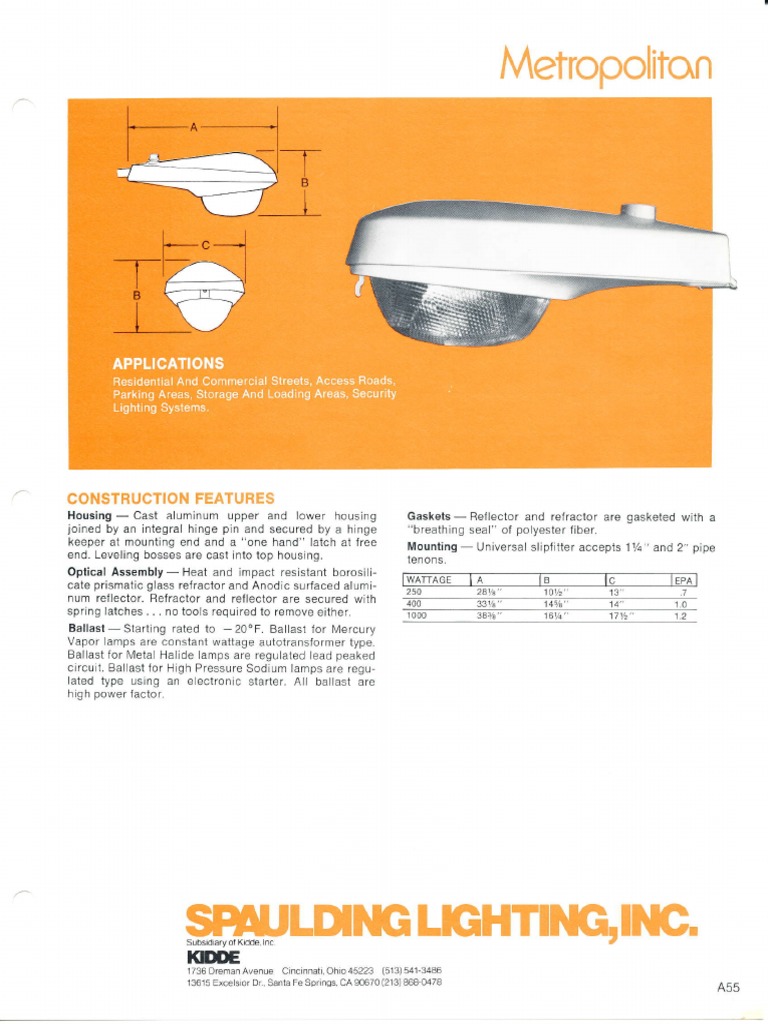 Industrial Lighting Specifications | PDF | Glass Applications ...