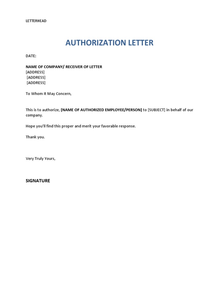 Authorization Letter | PDF