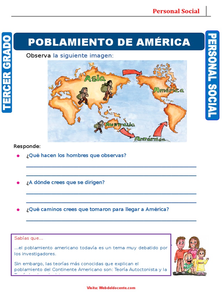 Poblamiento de América para Tercer Grado de Primaria | PDF | Américas