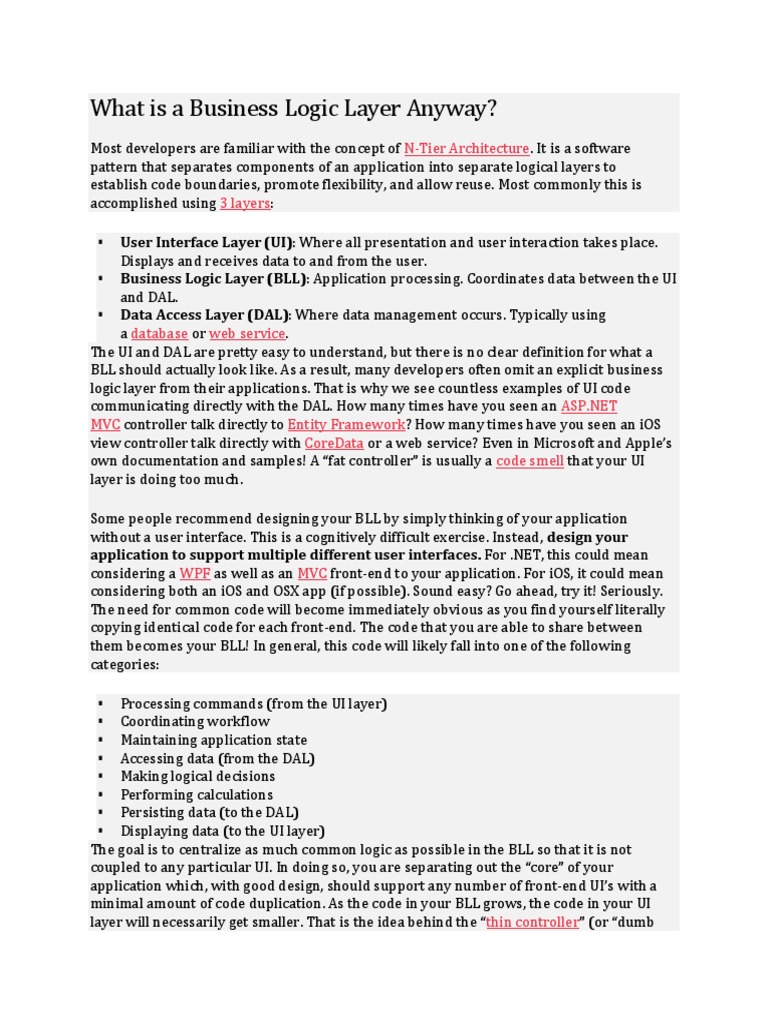 What Is A Business Logic Layer | Download Free PDF | User Interface ...