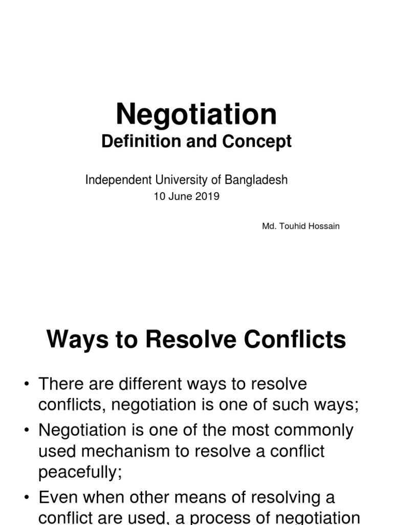 Negotiation Definition and Concept | PDF | Negotiation | Psychology