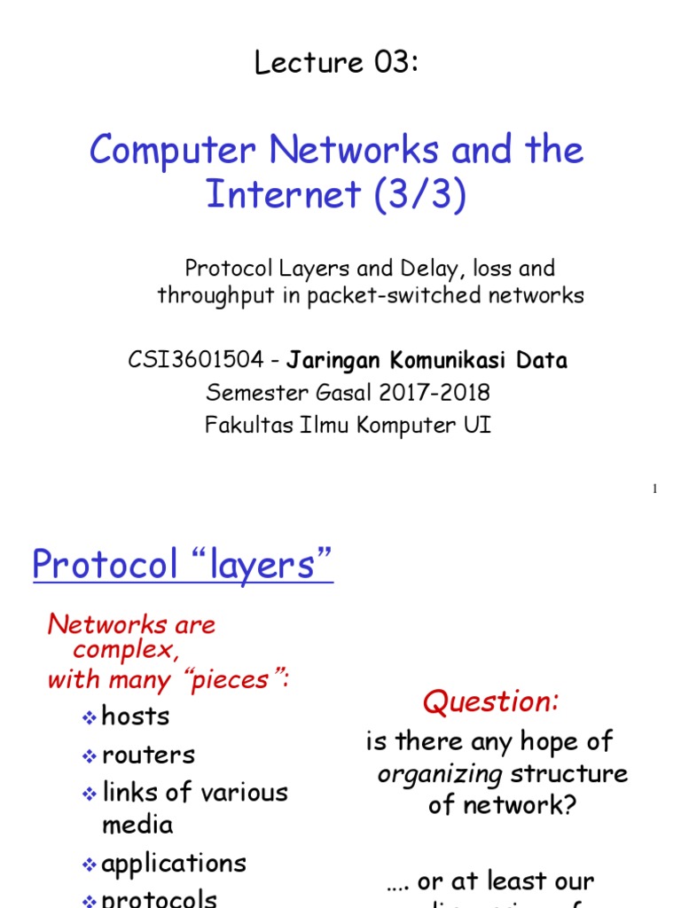 Jarkomdat03-Protocol Layers and Delay, Loss and Throughput in Packet-Switched Networks | PDF ...