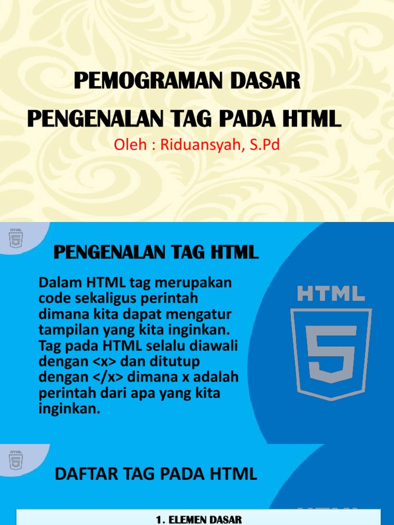 Pengenalan Tag Pada HTML | PDF