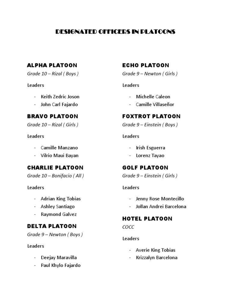 Designated Officers in Platoons | PDF