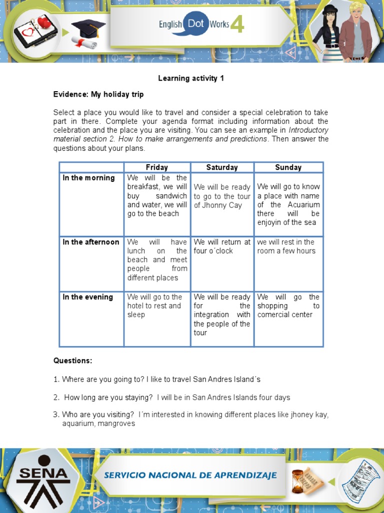 Learning Activity 1 Evidence: My Holiday Trip | PDF | Travel