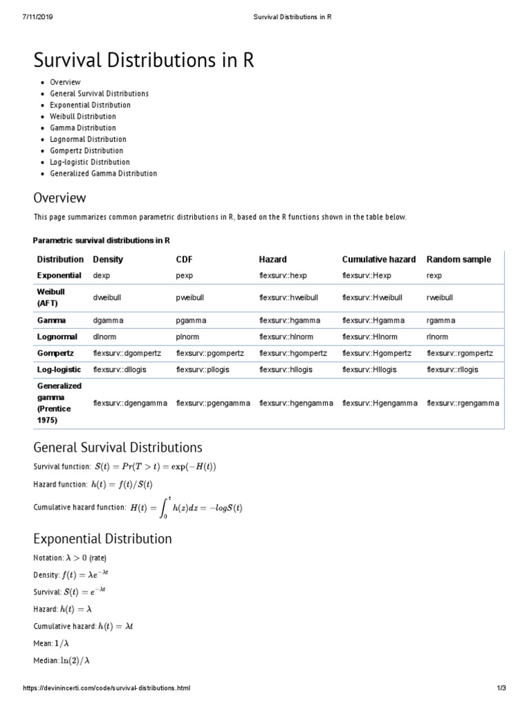 Survival Distributions in R | PDF | Measure Theory | Statistical Theory