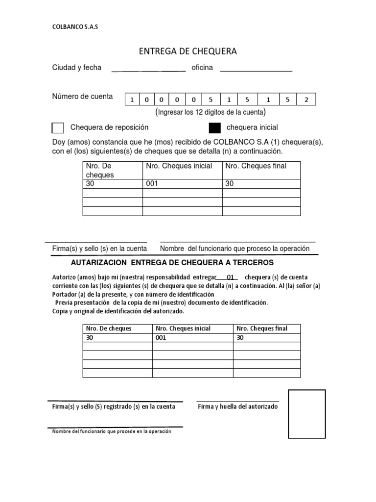 Entrega de Chequera | PDF