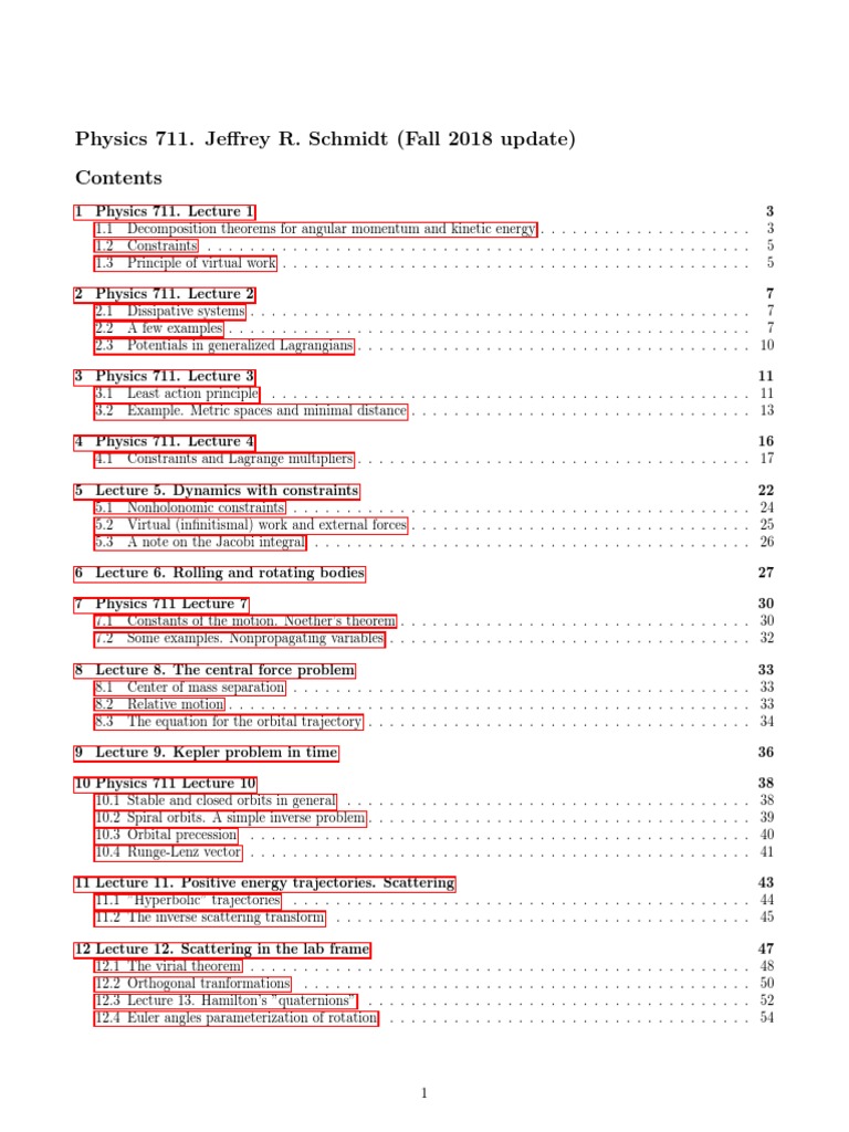 Physics 711. Jeffrey R. Schmidt (Fall 2018 Update) | PDF | Calculus Of ...