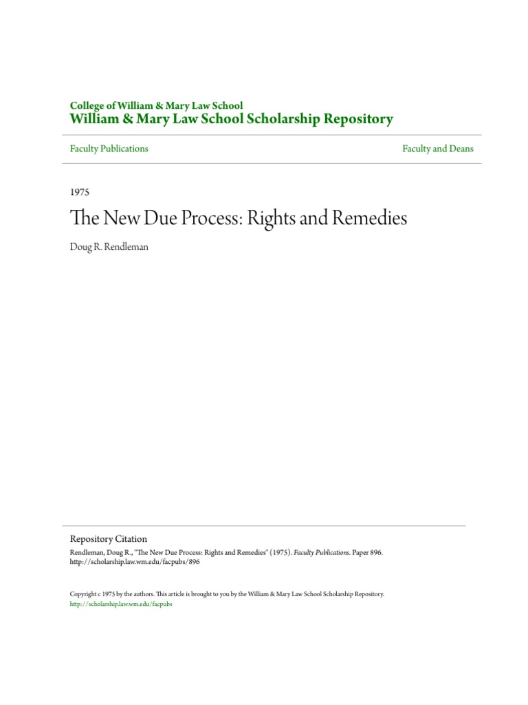 The New Due Process, Rights and Remedies | PDF | Due Process Clause ...
