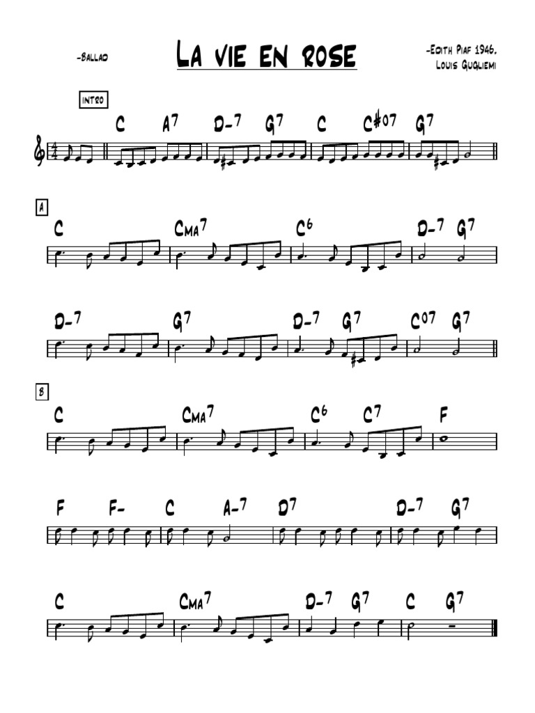 La Vie en Rose Lead Sheet | PDF