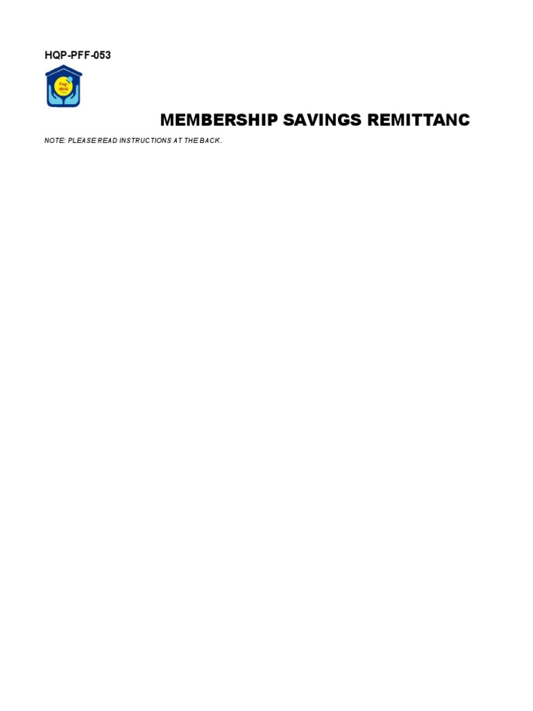 Pag-IBIG Membership Savings Remittance Form | PDF | Remittance | Employment