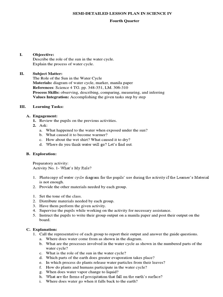 Science 4: Sun's Role in Water Cycle | PDF | Water Cycle | Water