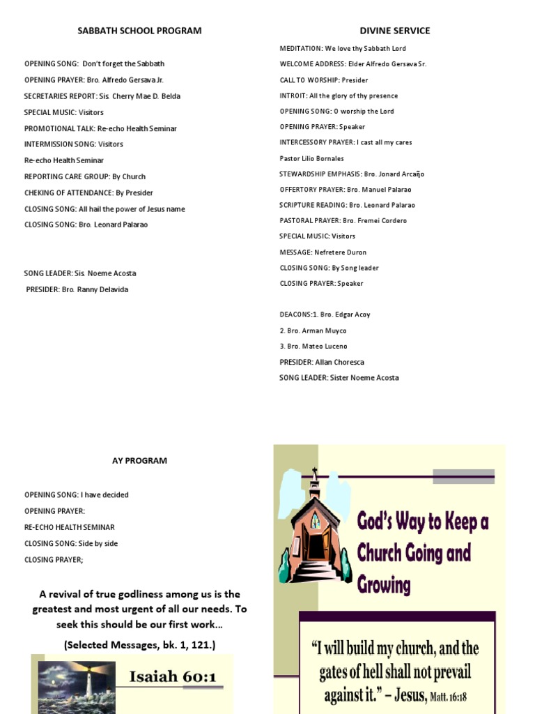 Sabbath School Program | PDF