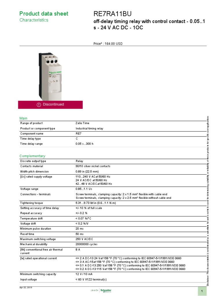 Zelio Time Re7ra11bu | PDF | Relay | Bipolar Junction Transistor