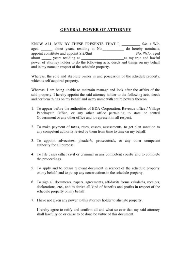 Power of Attorney PDF | PDF | Power Of Attorney | Advocate