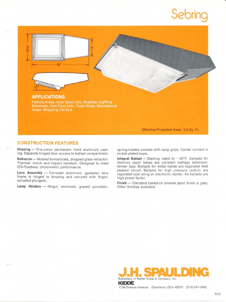 Spaulding Lighting Sebring Spec Sheet 6-77 | Download Free PDF ...
