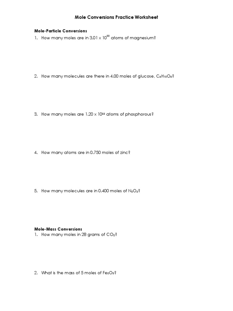 Mole Conversion Classwork | PDF | Technology & Engineering