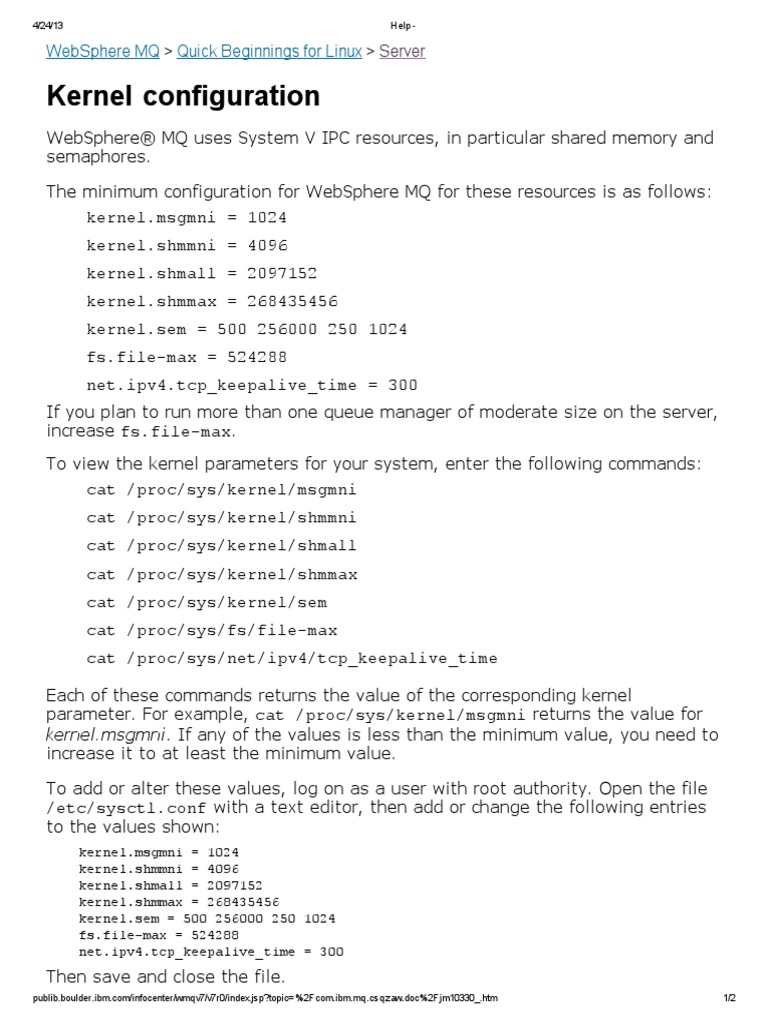 Kernel Configuration: Websphere MQ Quick Beginnings For Linux ...