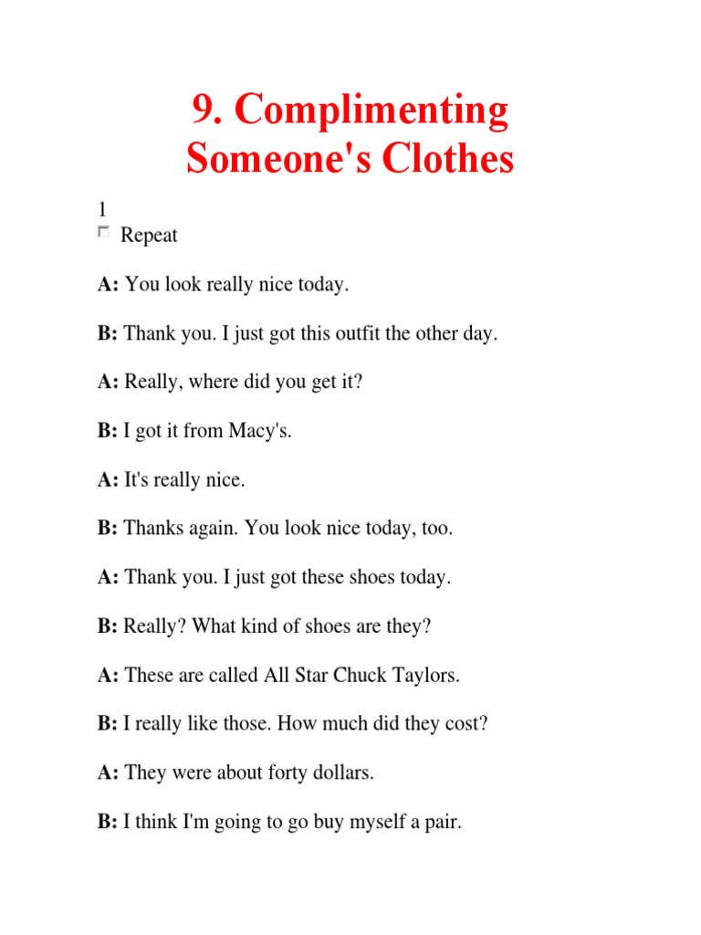 Complimenting Someone's Clothes | PDF
