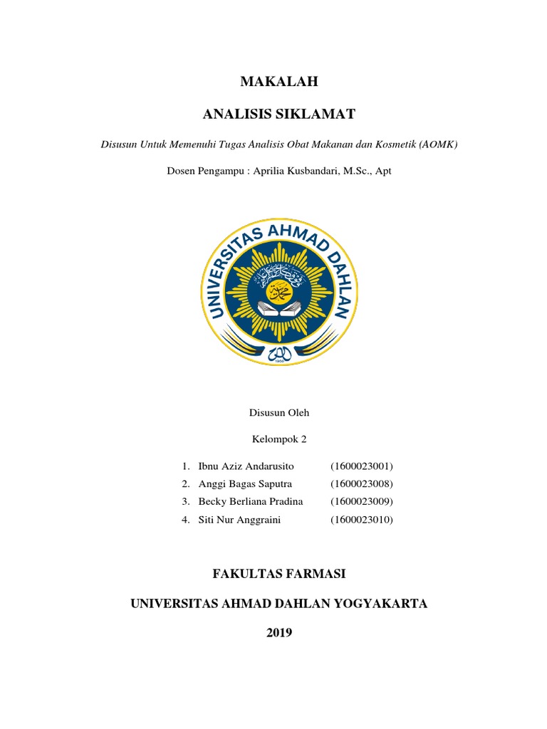 Analisis Siklamat - Kel2 - AOMK - A | PDF