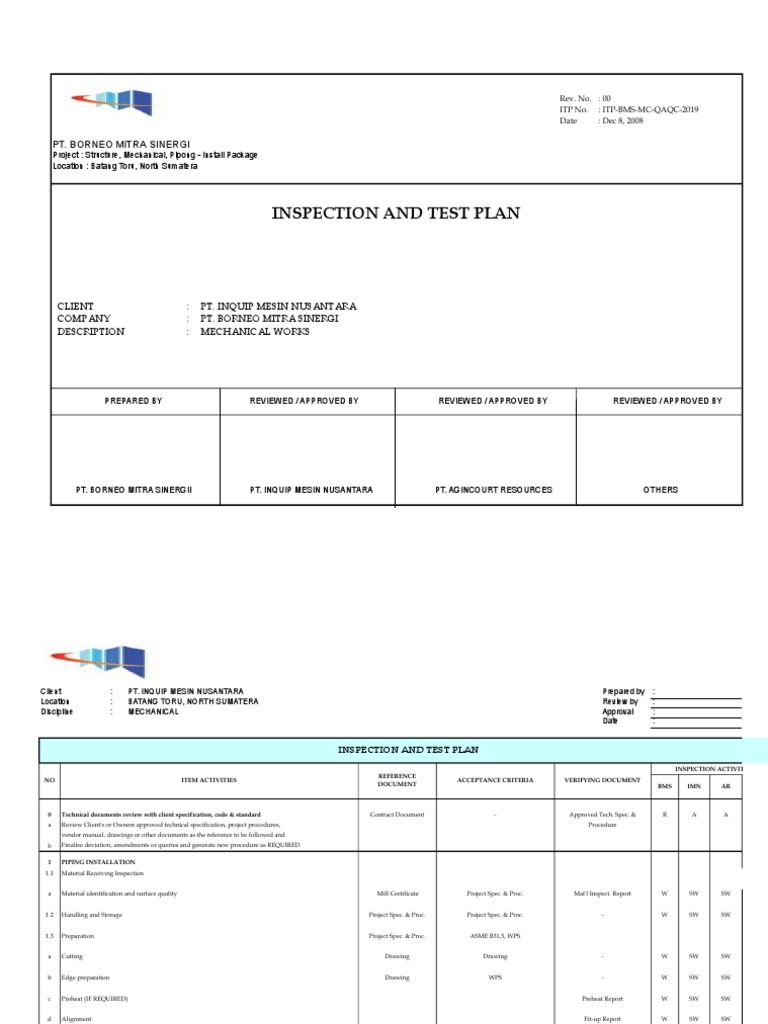 Itp Piping Works | PDF | Specification (Technical Standard) | Business ...