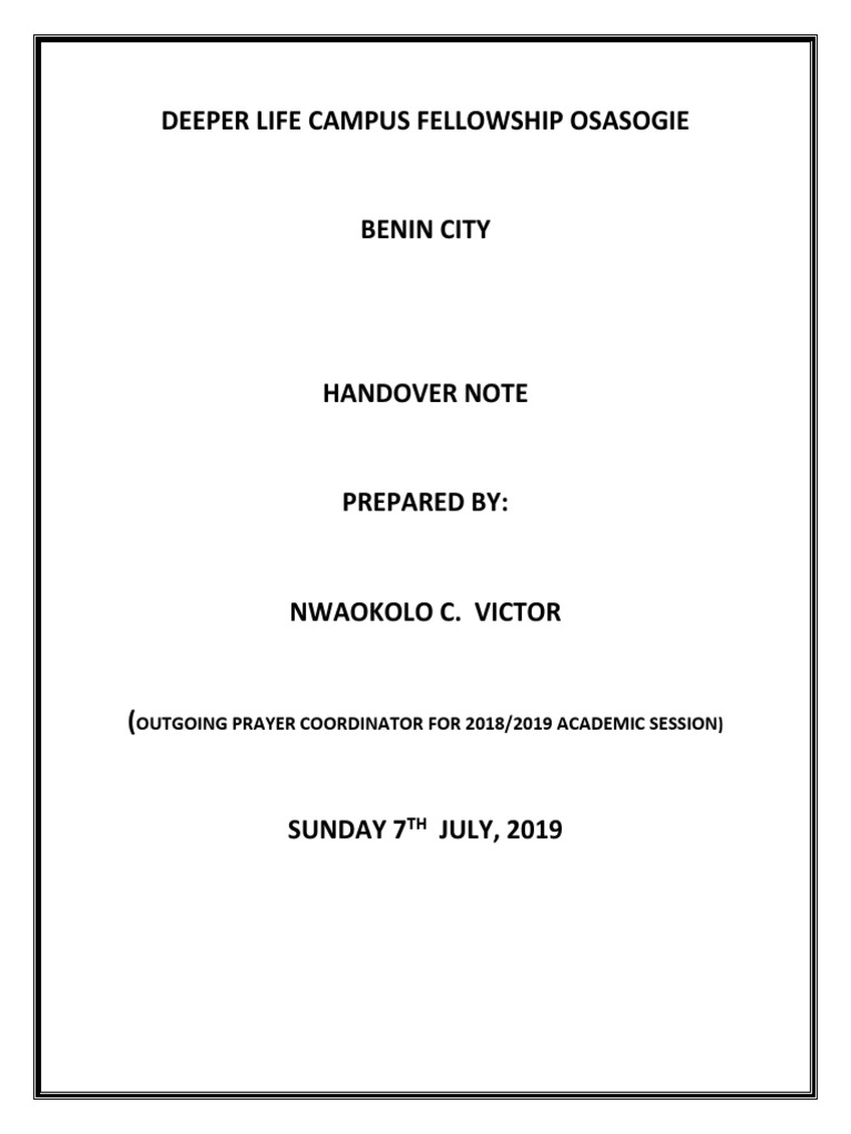 Hand Over Note | PDF | Prayer | Grace In Christianity