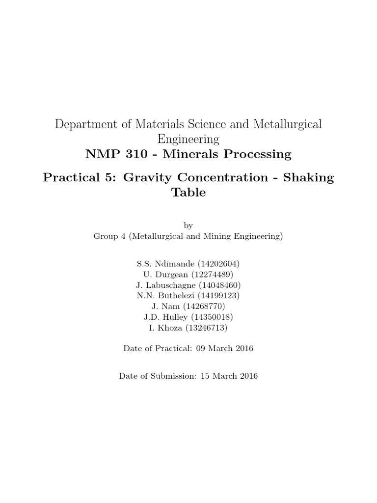 Gold-Shaking Table PDF | PDF | Frequency | Minerals
