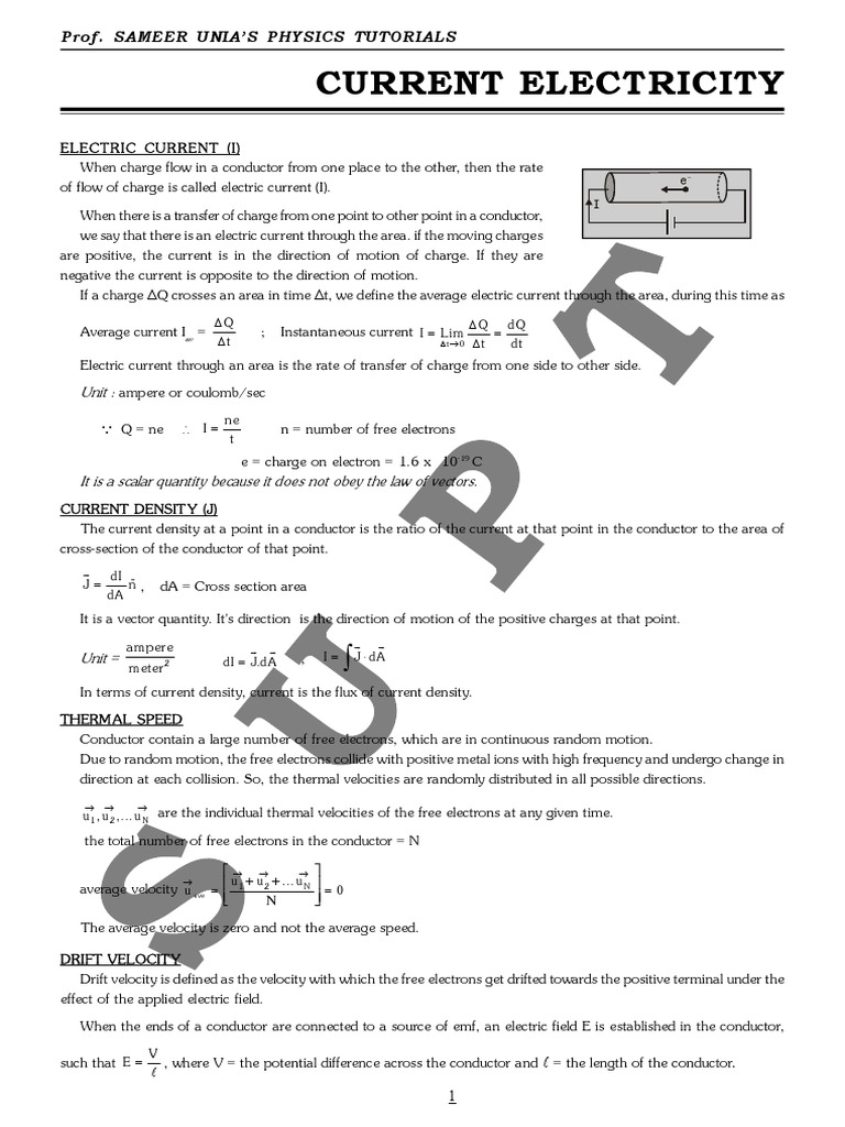 Current Electricity | PDF | Electrical Resistivity And Conductivity ...