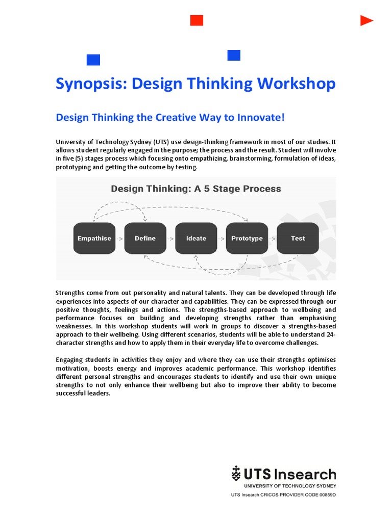 UTS Workshop Info Factsheet | PDF | Design Thinking | Creativity
