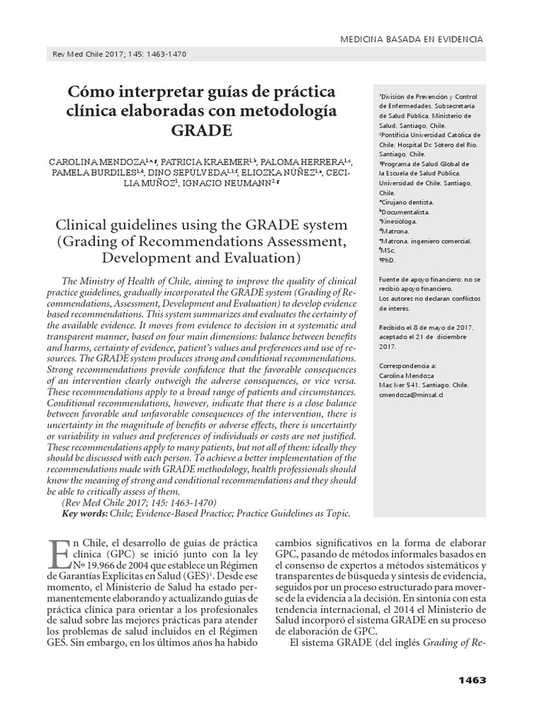Clinical Guidelines Using The GRADE System (Grading of Recommendations ...
